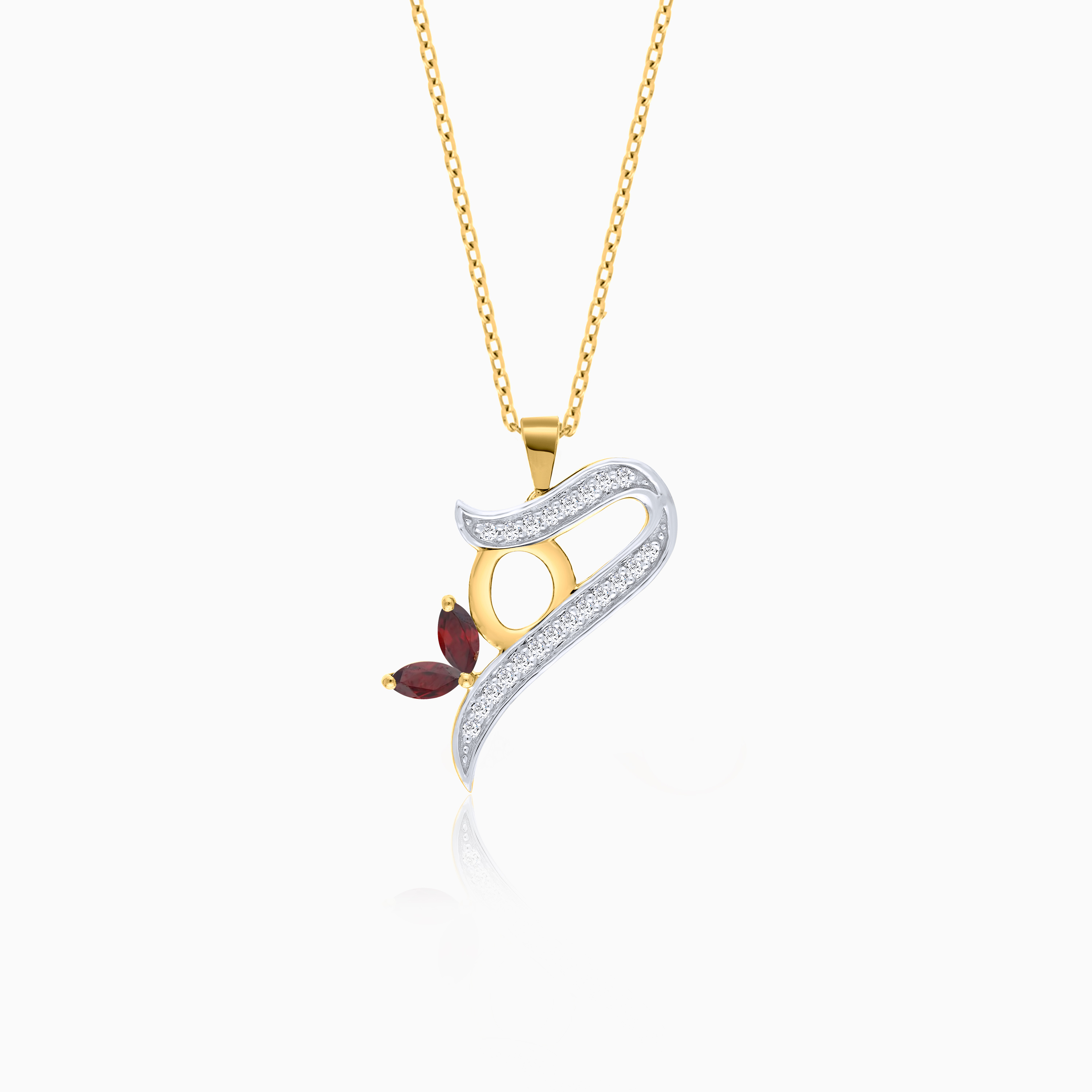 18K Yellow Gold Haa Arabic Letter Necklace - garnet Stone | Jawhara ...